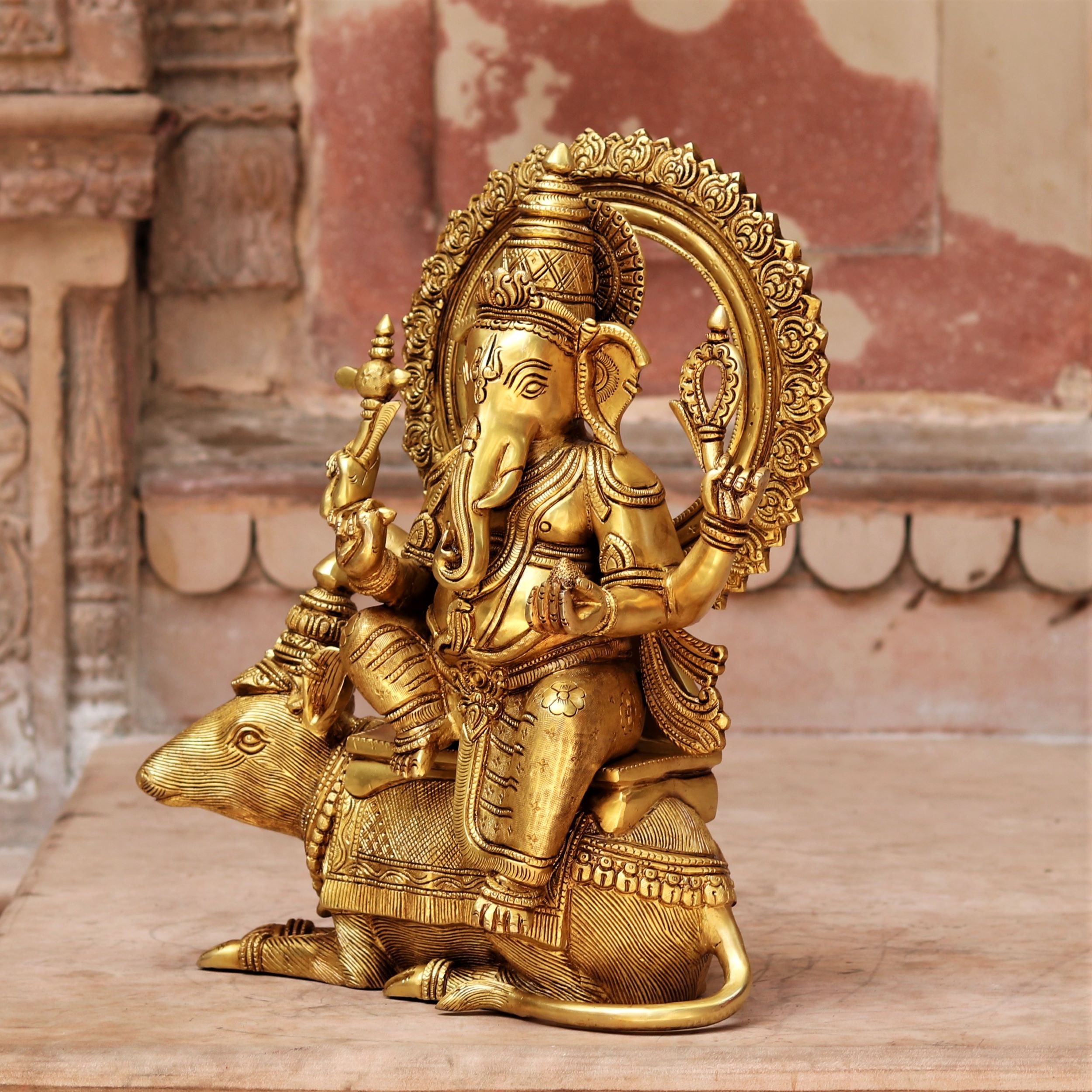 Ganesh Brass Statue Sitting on Mushak - Buy exclusive brass statues ...