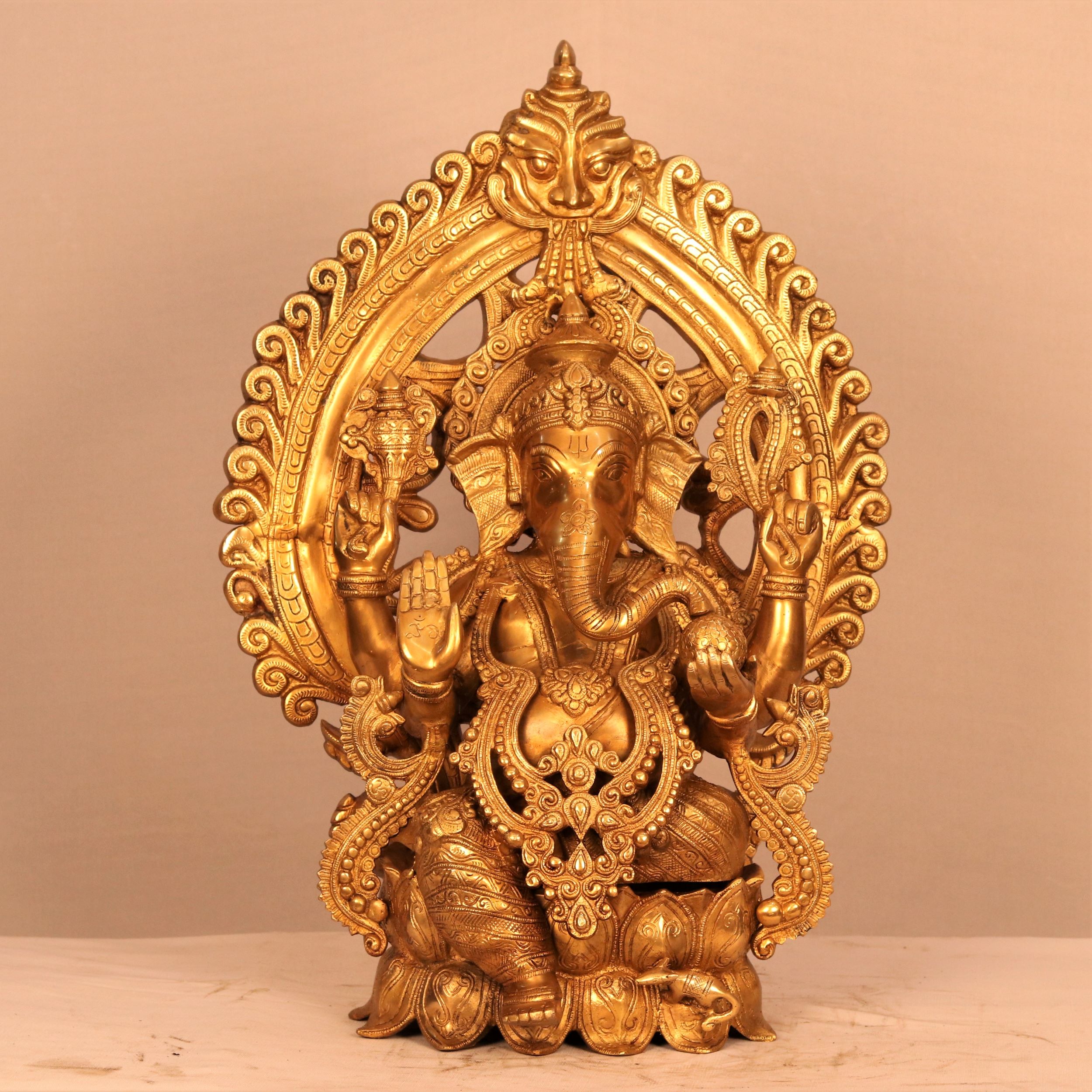 Ganesh Statue Sitting on Lotus -25" - Buy exclusive brass statues ...