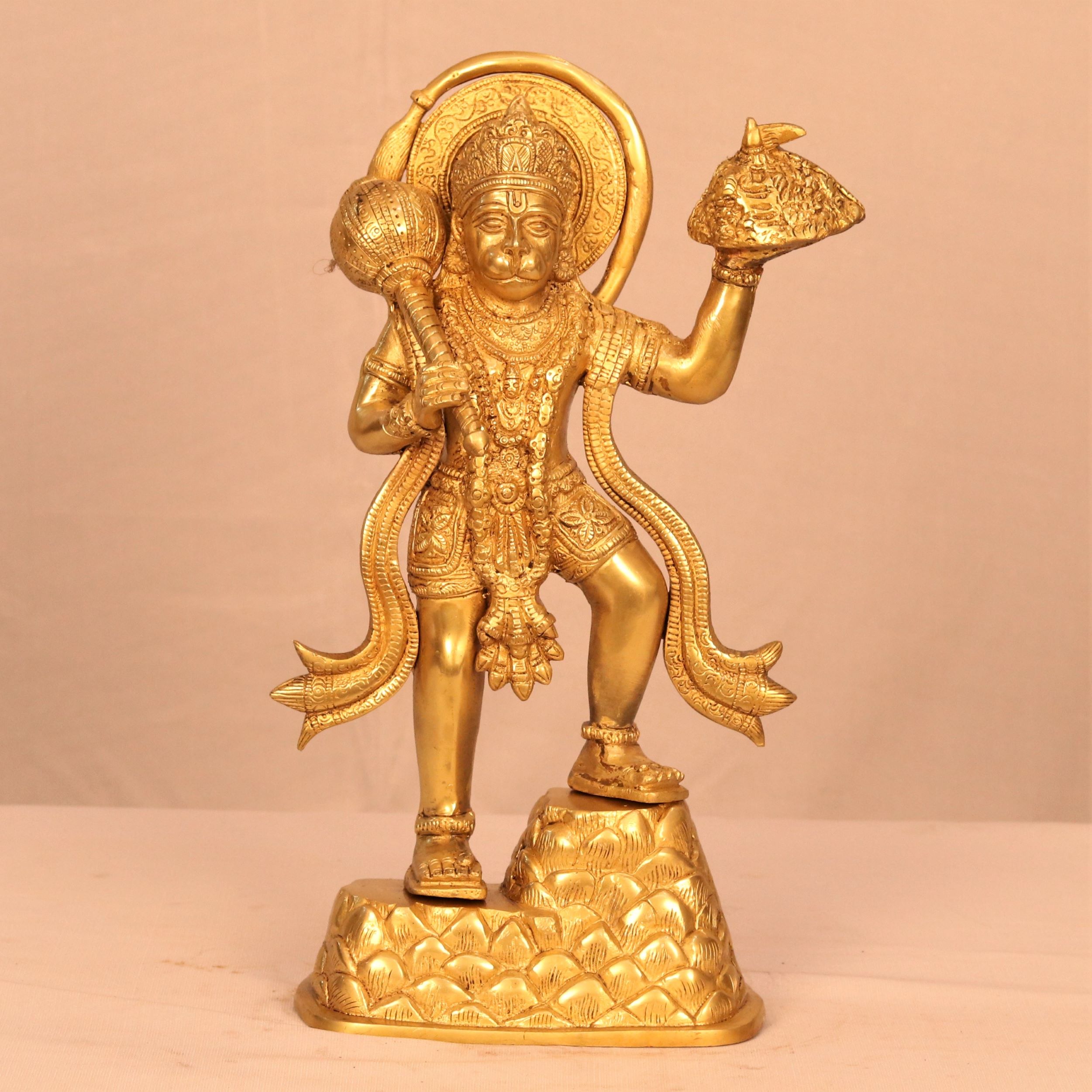STANDING GOLDEN BRASS HANUMAN STATUE - Buy exclusive brass statues ...