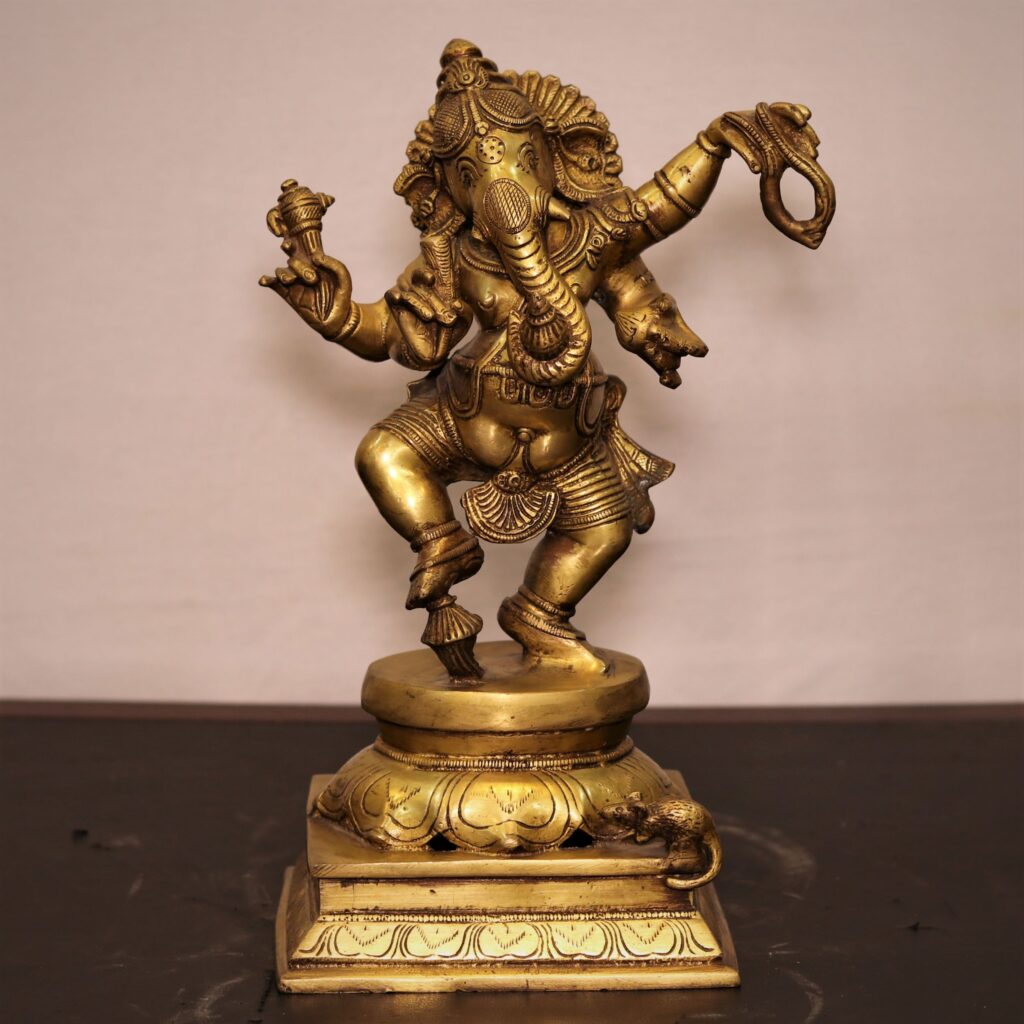 GOLDEN NRITYA GANESH BRASS STATUE - Buy exclusive brass statues ...