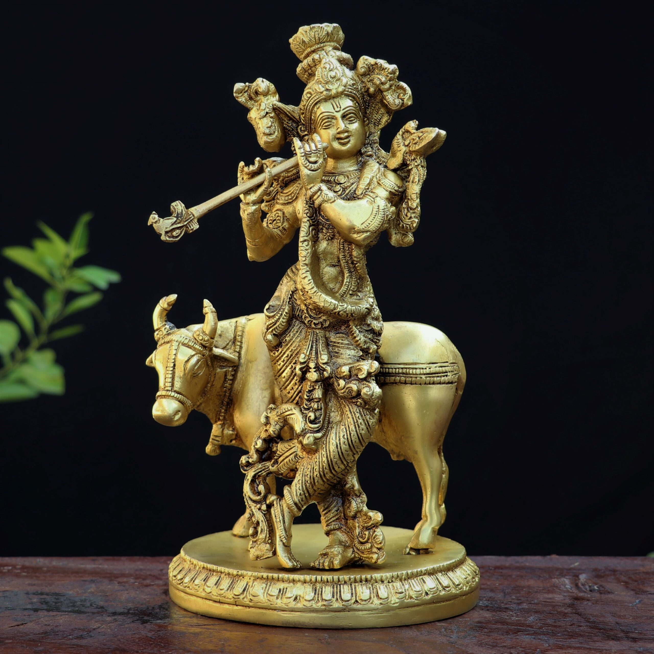 Golden brass Krishna - Buy exclusive brass statues, collectibles and decor