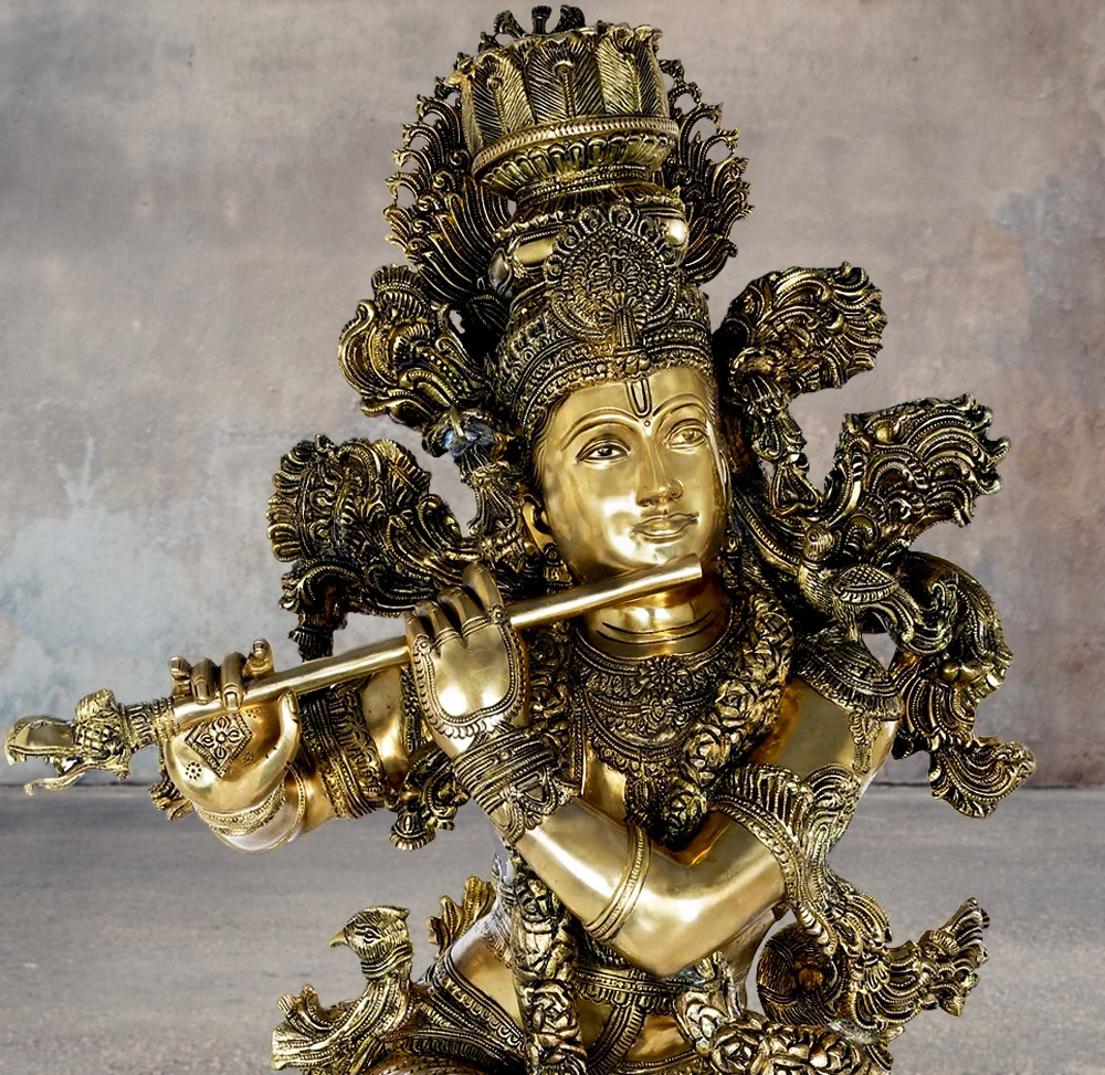 Big Lord Krishna Brass Statue-43" - Buy exclusive brass statues ...