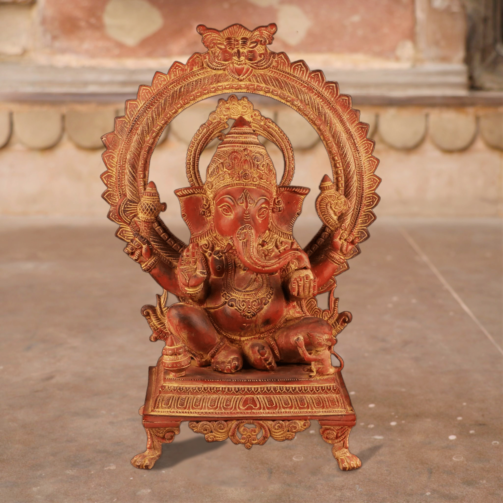Red Ganesha Brass Statue- 19" - Buy exclusive brass statues ...