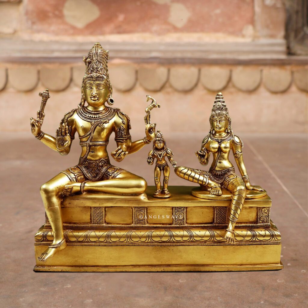 13" Brass Somaskanda, Shiva, Parvati & Murugan - Gangeswave | Buy ...