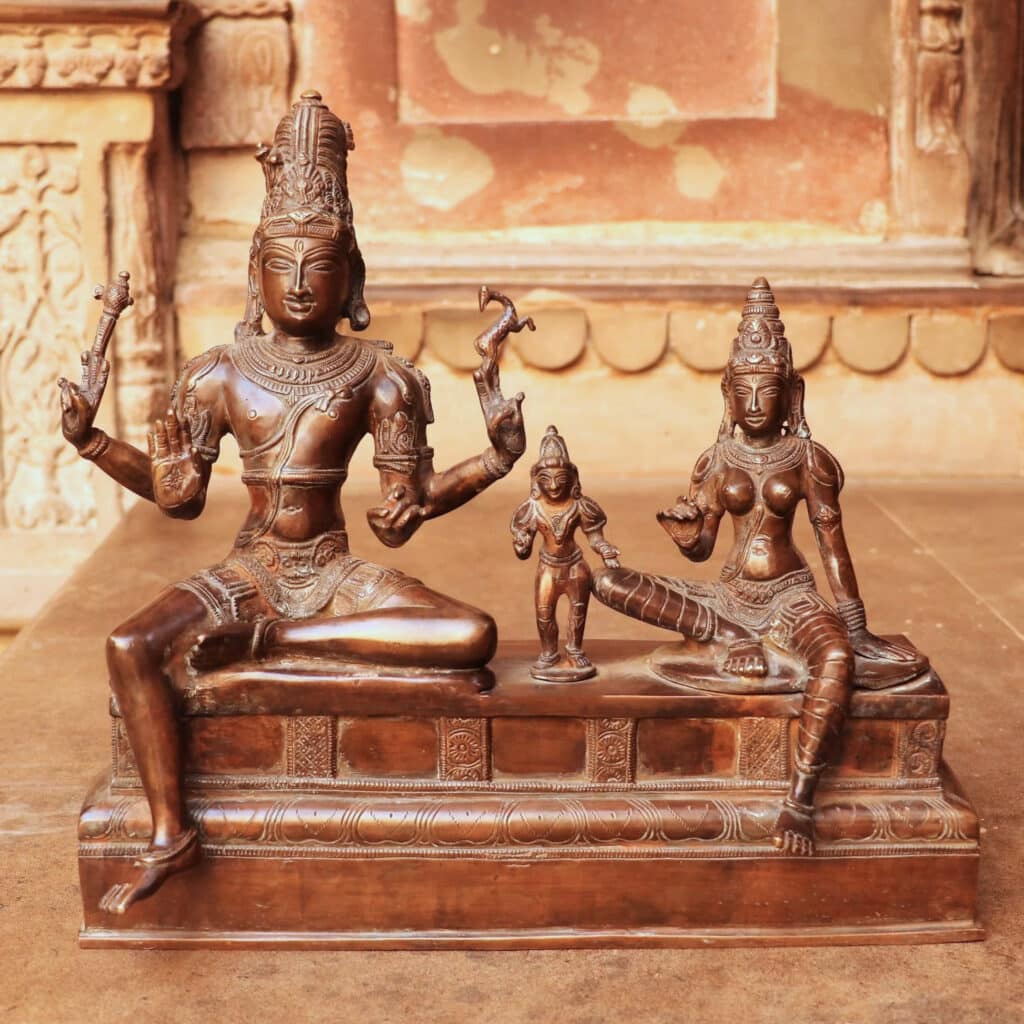 13" Brass Somaskanda, Shiva, Parvati & Murugan - Gangeswave | Buy ...