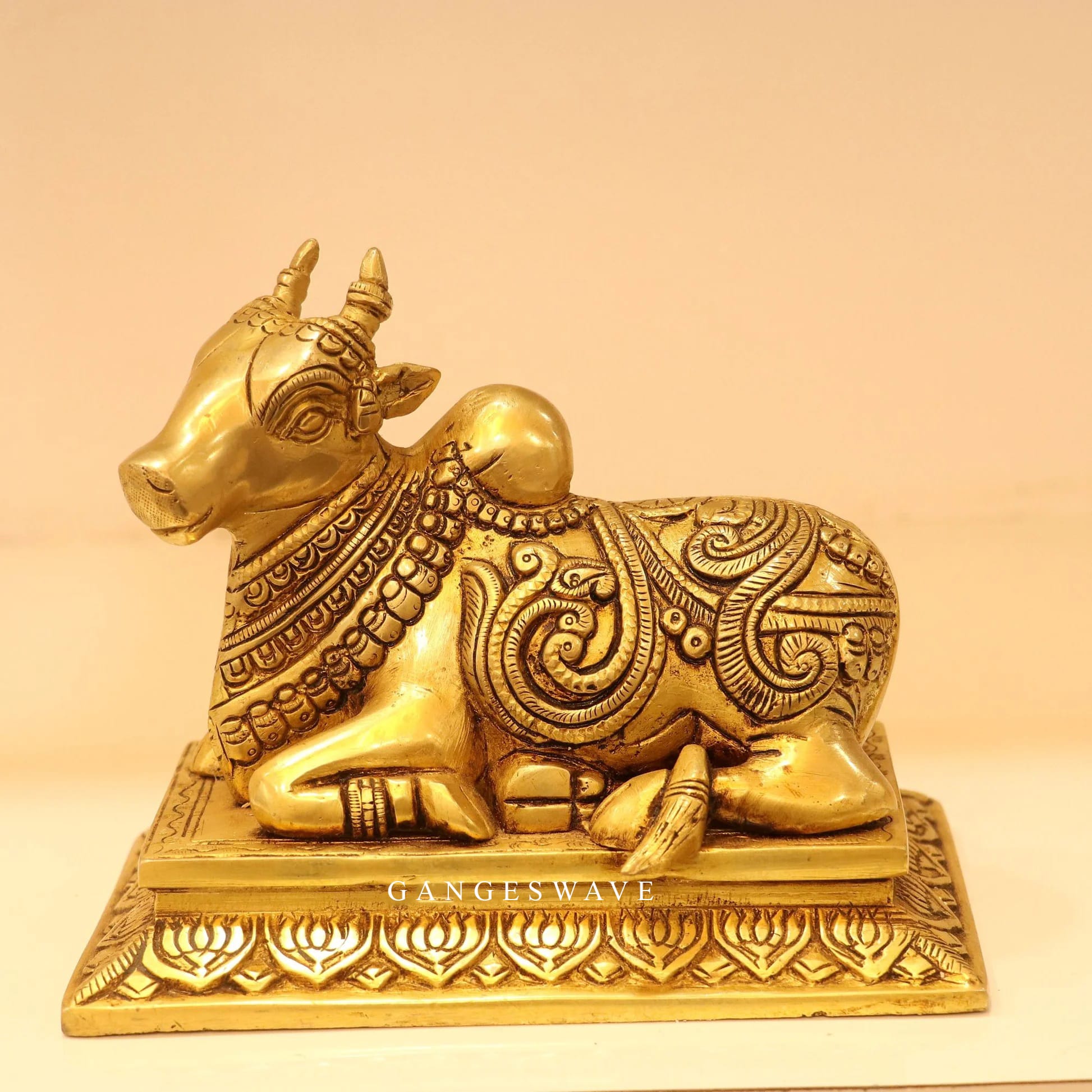 6" Brass Nandi Statue - Buy exclusive brass statues, collectibles and decor