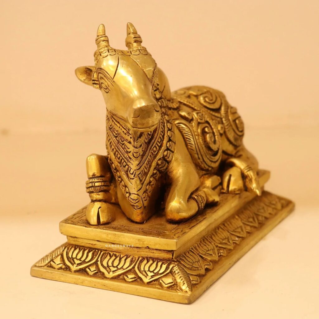 6" Brass Nandi Statue - Buy exclusive brass statues, collectibles and decor