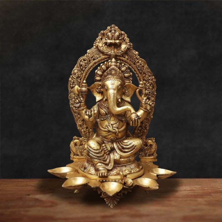 11" Ganesha Statue sitting on musak - Buy exclusive brass statues ...