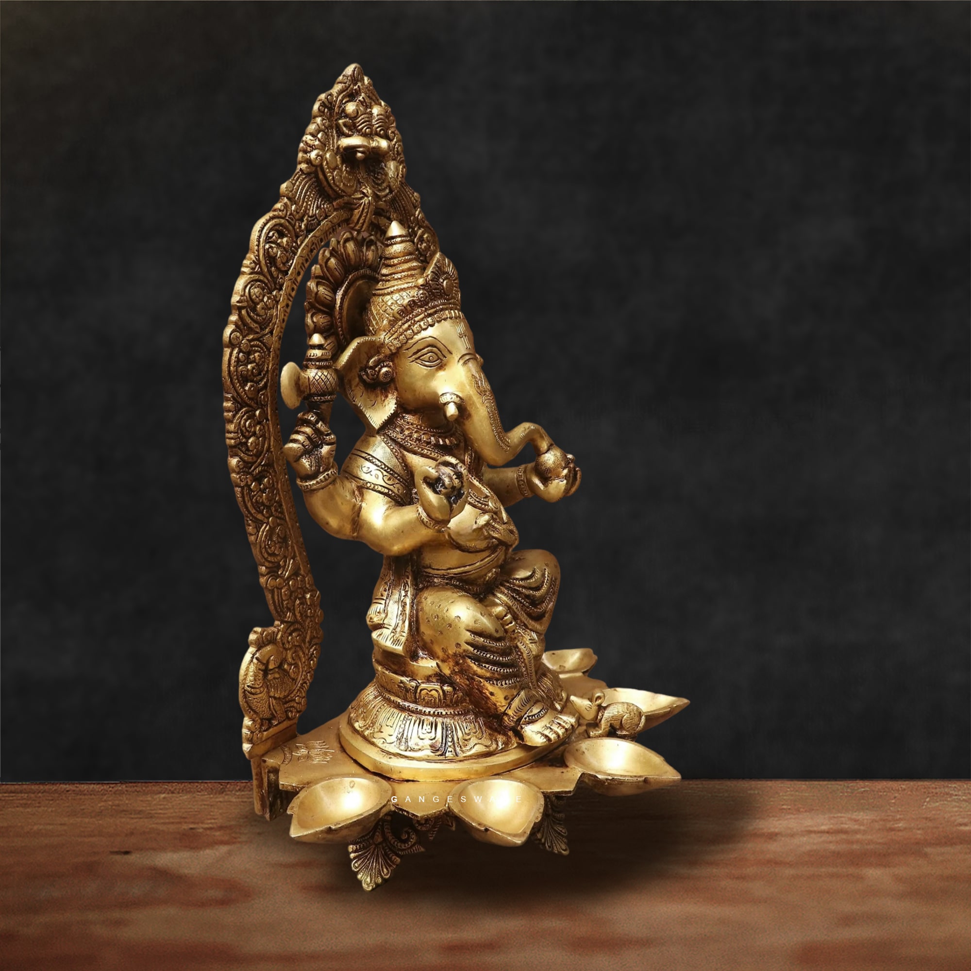 Ganesh Brass Statue with Diya and Prabavhali - 18 inch - Buy exclusive ...