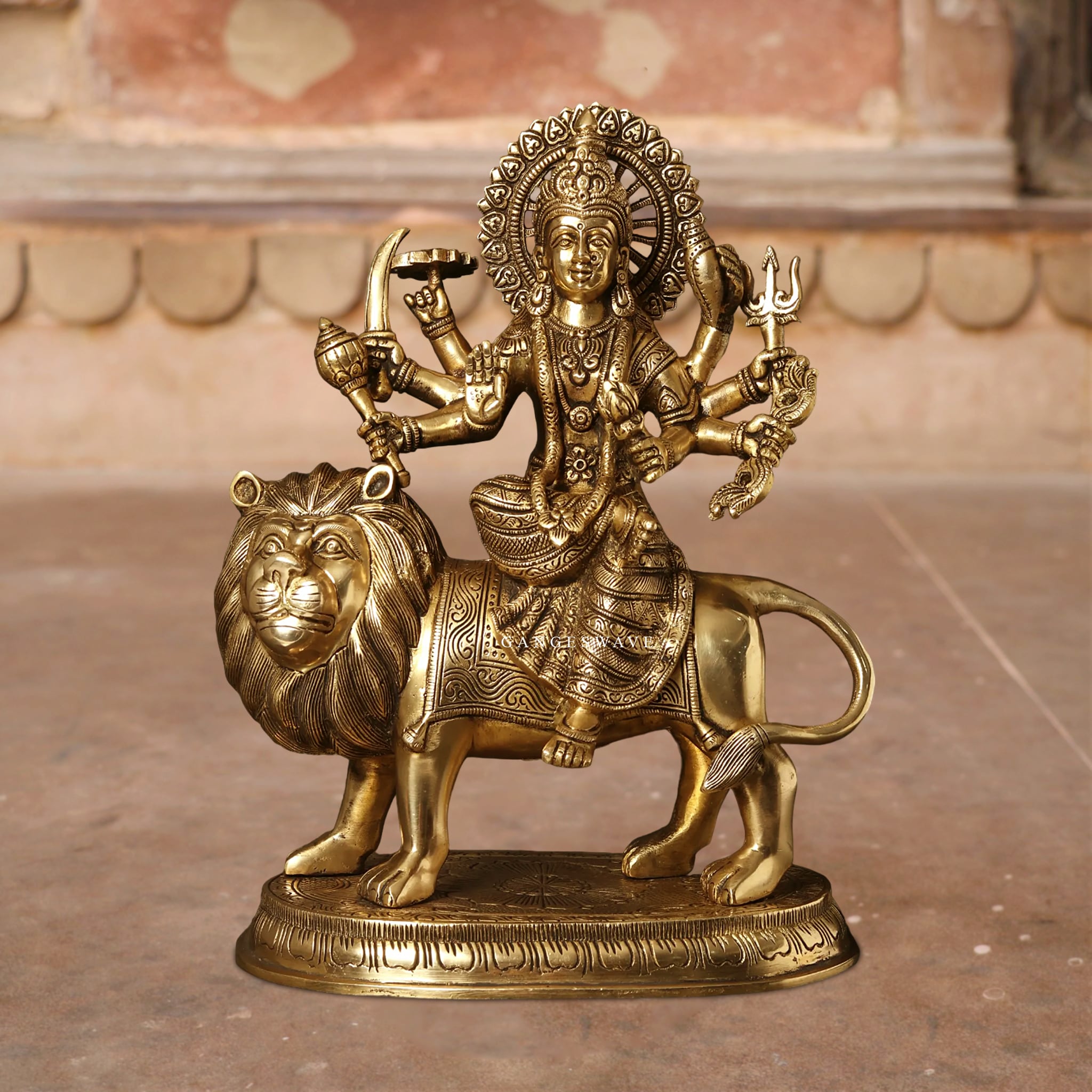 Ma Sherawali(Durga) Brass Statue -14 inches - Buy exclusive brass statues, collectibles and decor