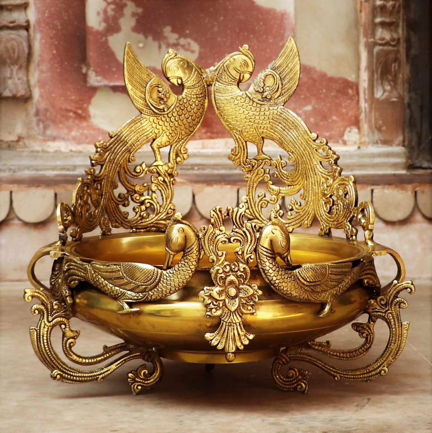 Superfine Brass Uril with Peacock - Buy exclusive brass statues ...