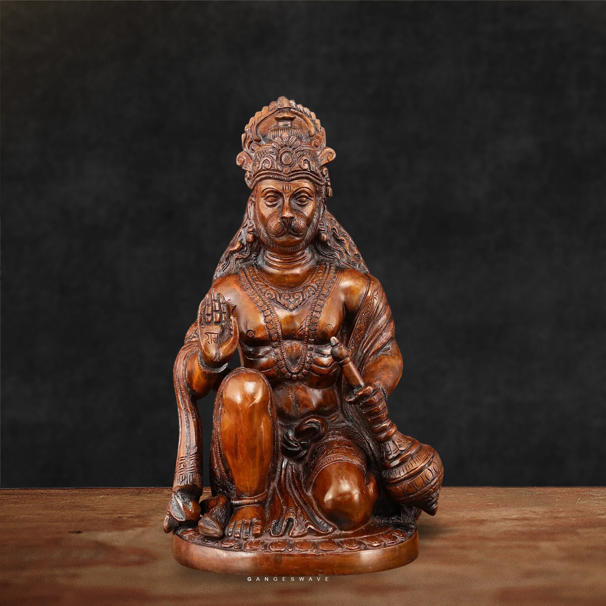 Red Brass Hanuman Statue - 9 inches - Buy exclusive brass statues ...