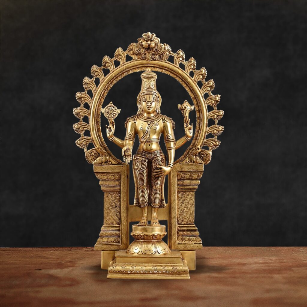 Tirupati Balaji Statue with Devi Padmavati Engraved Vintage Finished ...
