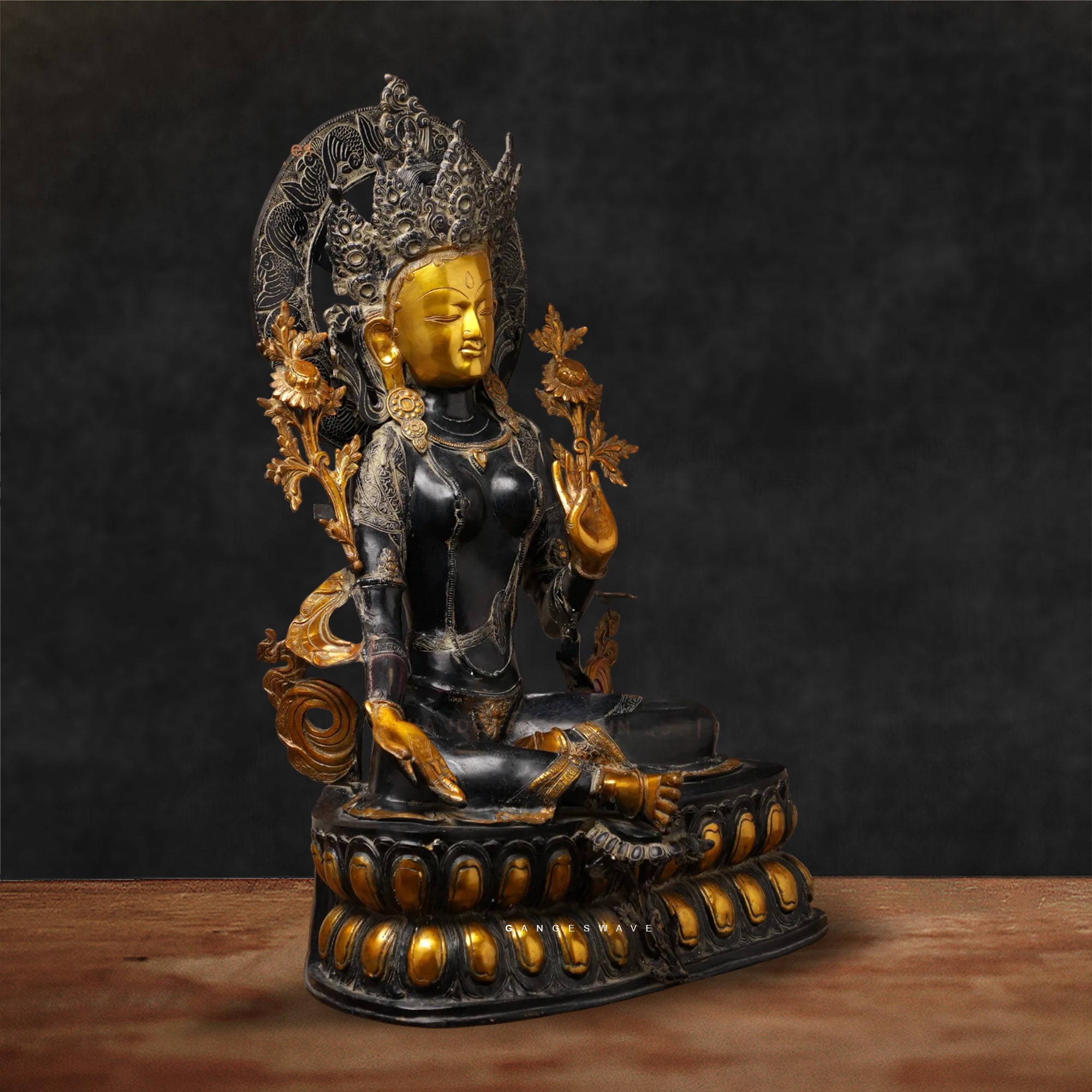 Artistic Brass Tara Statue in Black and Gold - 32 inches - Buy ...