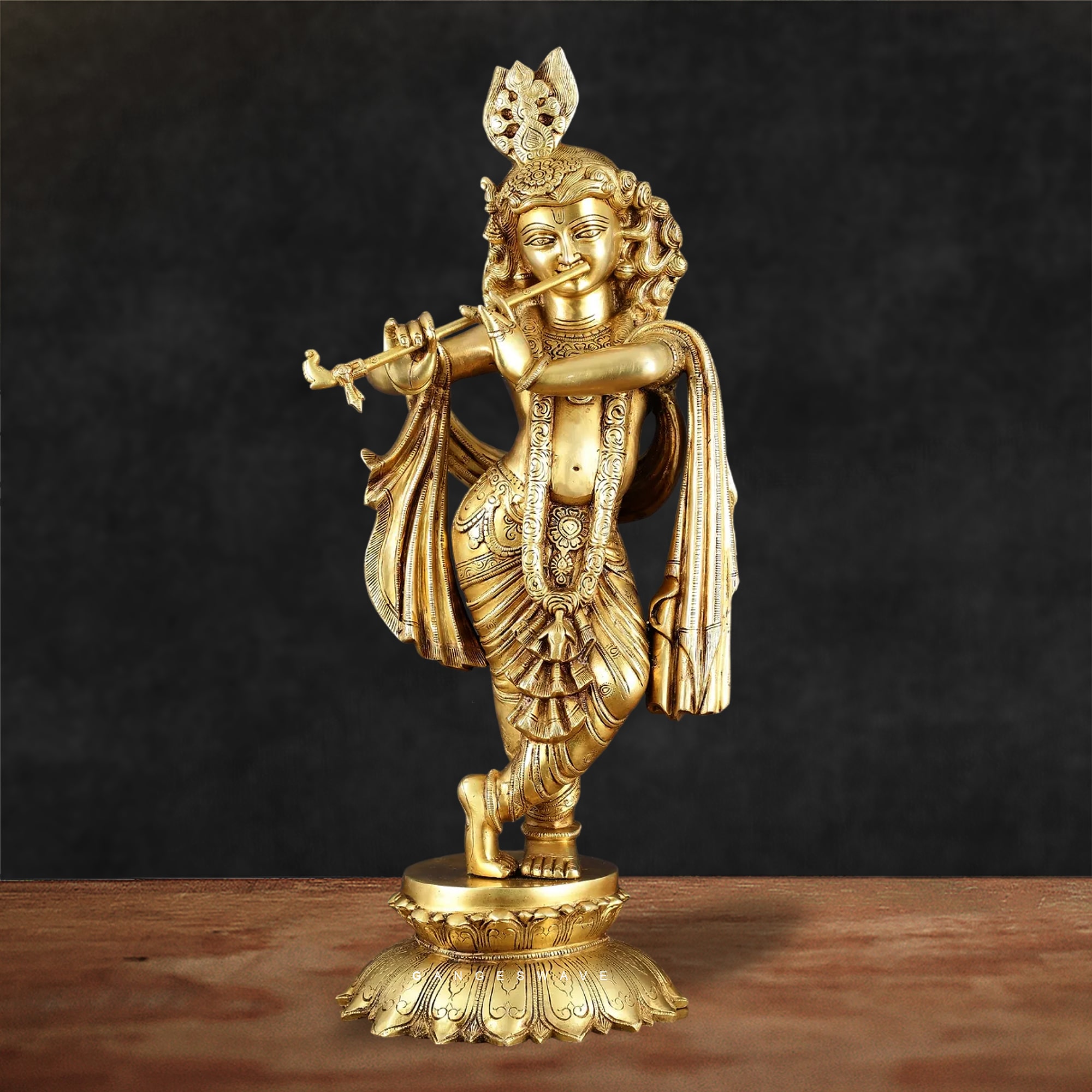 Superfine Krishna Brass Statue Playing Flute-27 inches - Buy exclusive ...