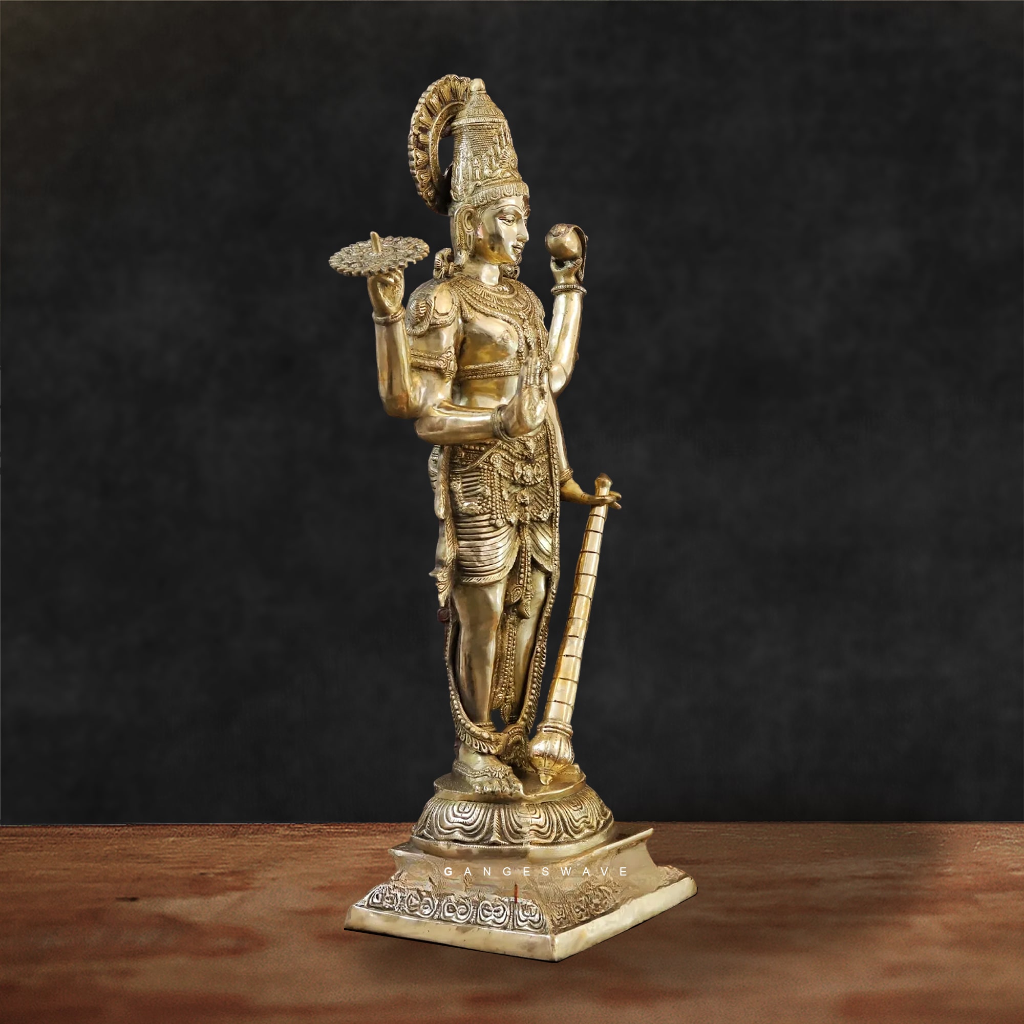 Vishnu Superfine Brass Murti in Butter Gold Finish - 41 inches ...