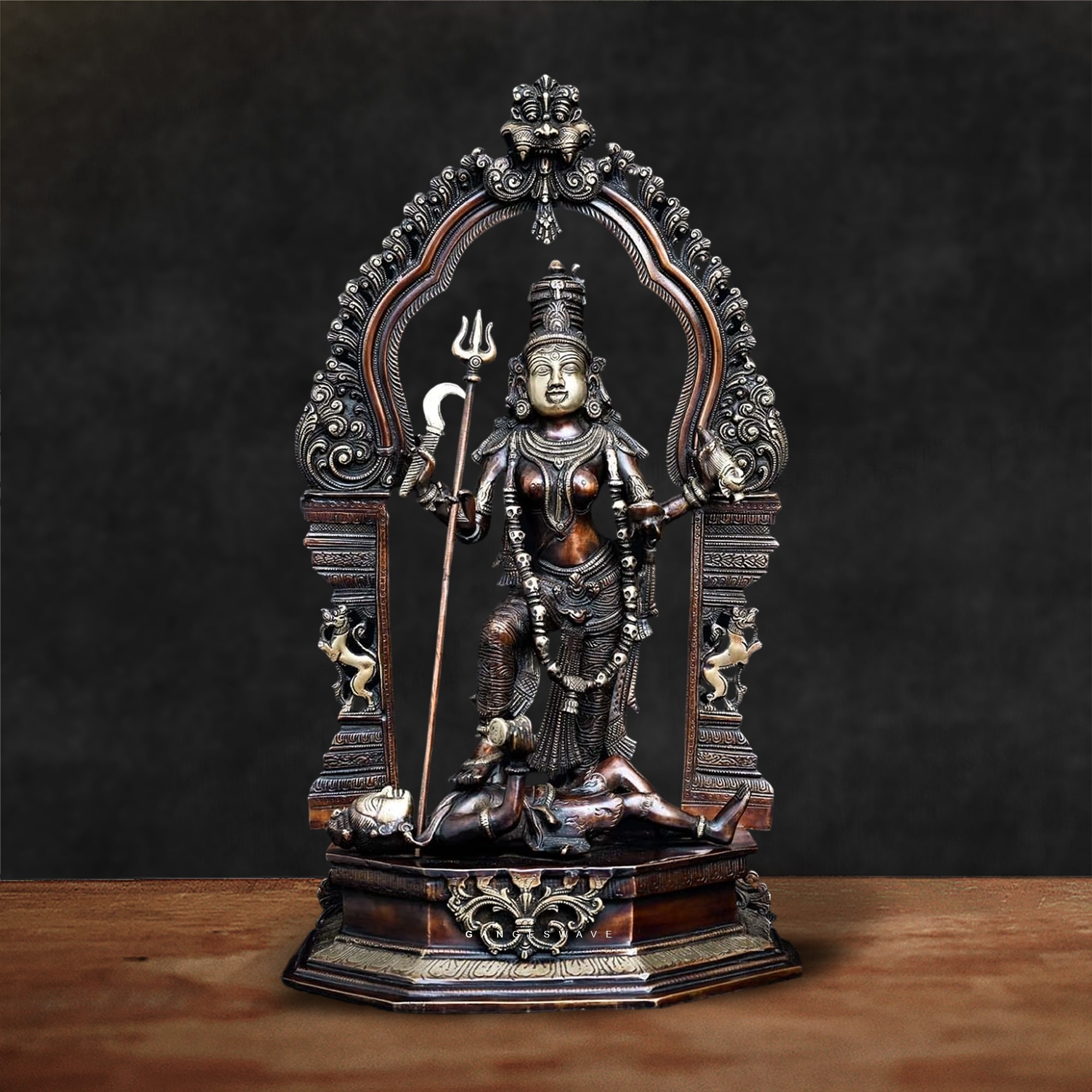 Ma Kali Brass Statue with Kirtimukha Frame - Buy exclusive brass ...