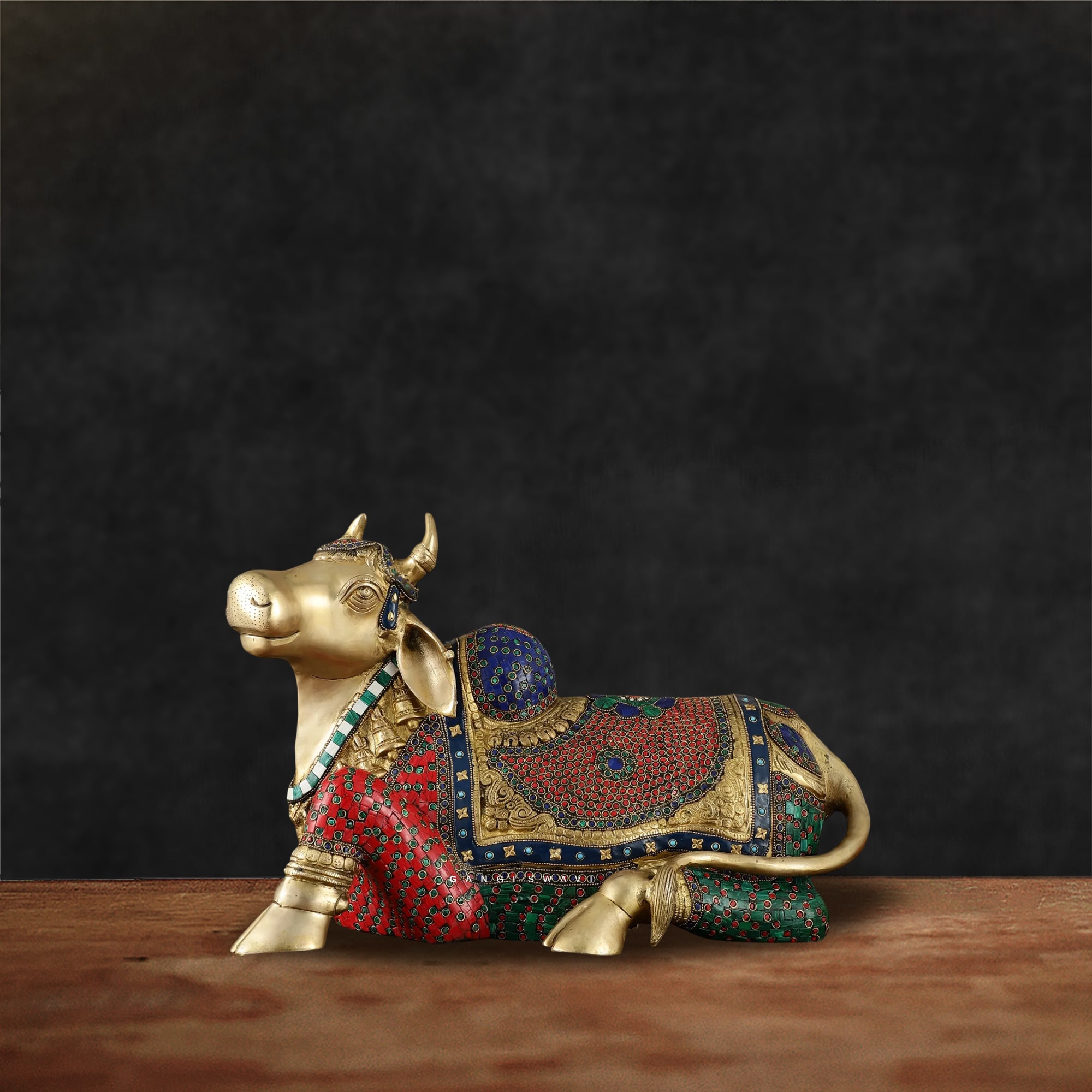 21" Colourful Brass Nandi - Buy exclusive brass statues, collectibles ...