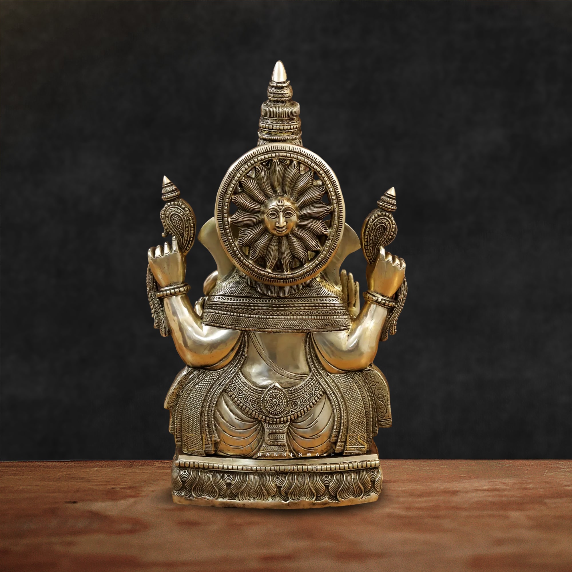 Ganesh Superfine Brass Statue with Surya at the back- 20 inches - Buy ...