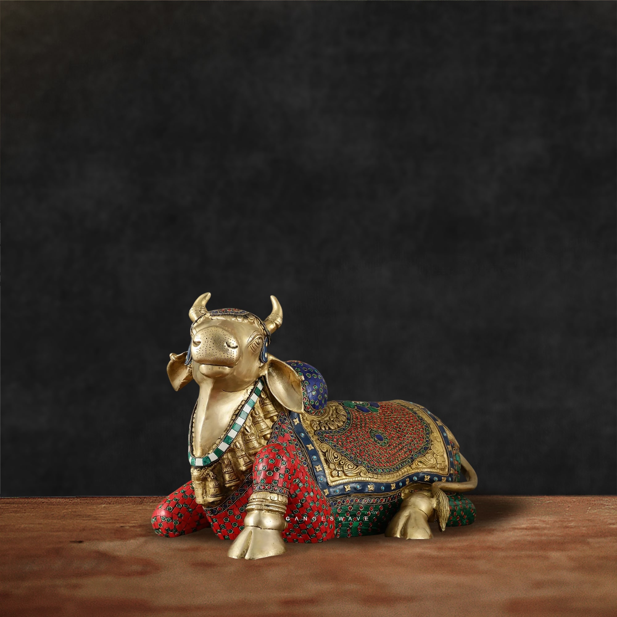 21" Colourful Brass Nandi - Buy exclusive brass statues, collectibles ...