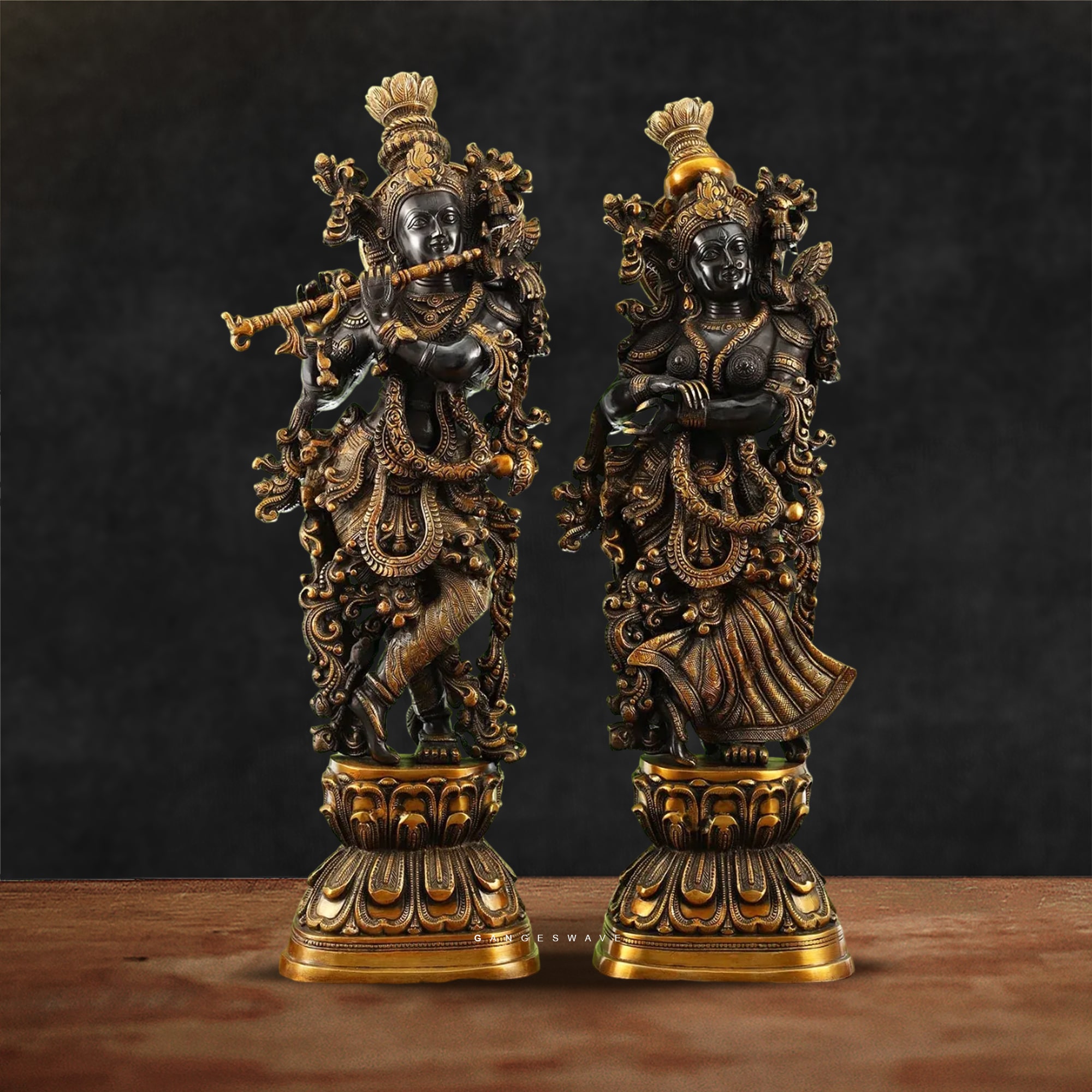 Radha Krishna Superfine Brass Statue - 29 inches - Gangeswave | Buy ...