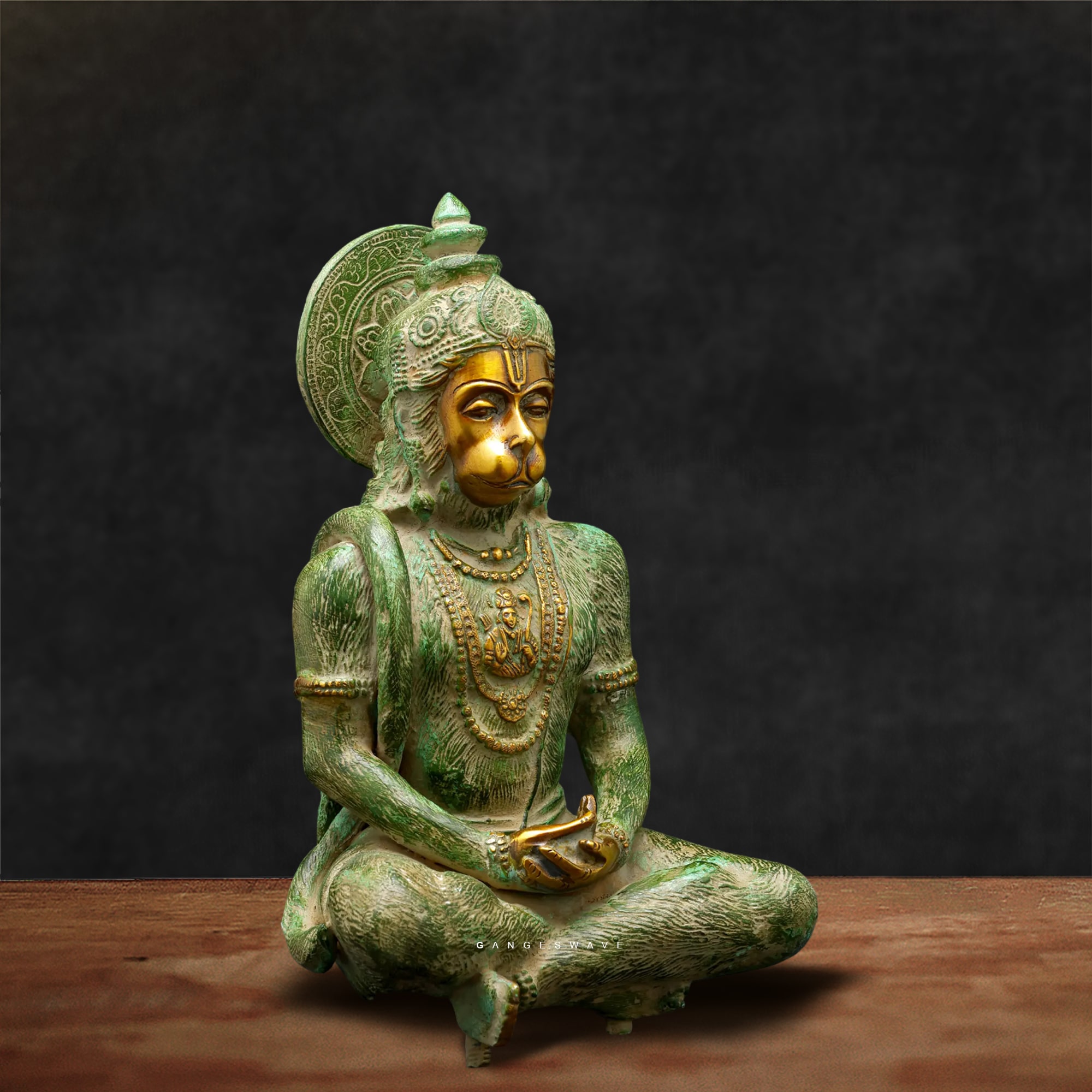 Hanuman Brass Statue in Dhyan Mudra - 11 inches - Buy exclusive brass ...