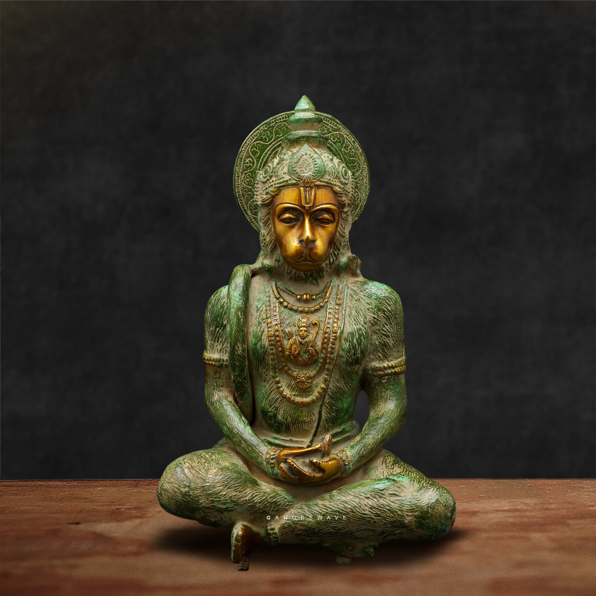 Hanuman Brass Statue in Dhyan Mudra - 11 inches - Buy exclusive brass ...