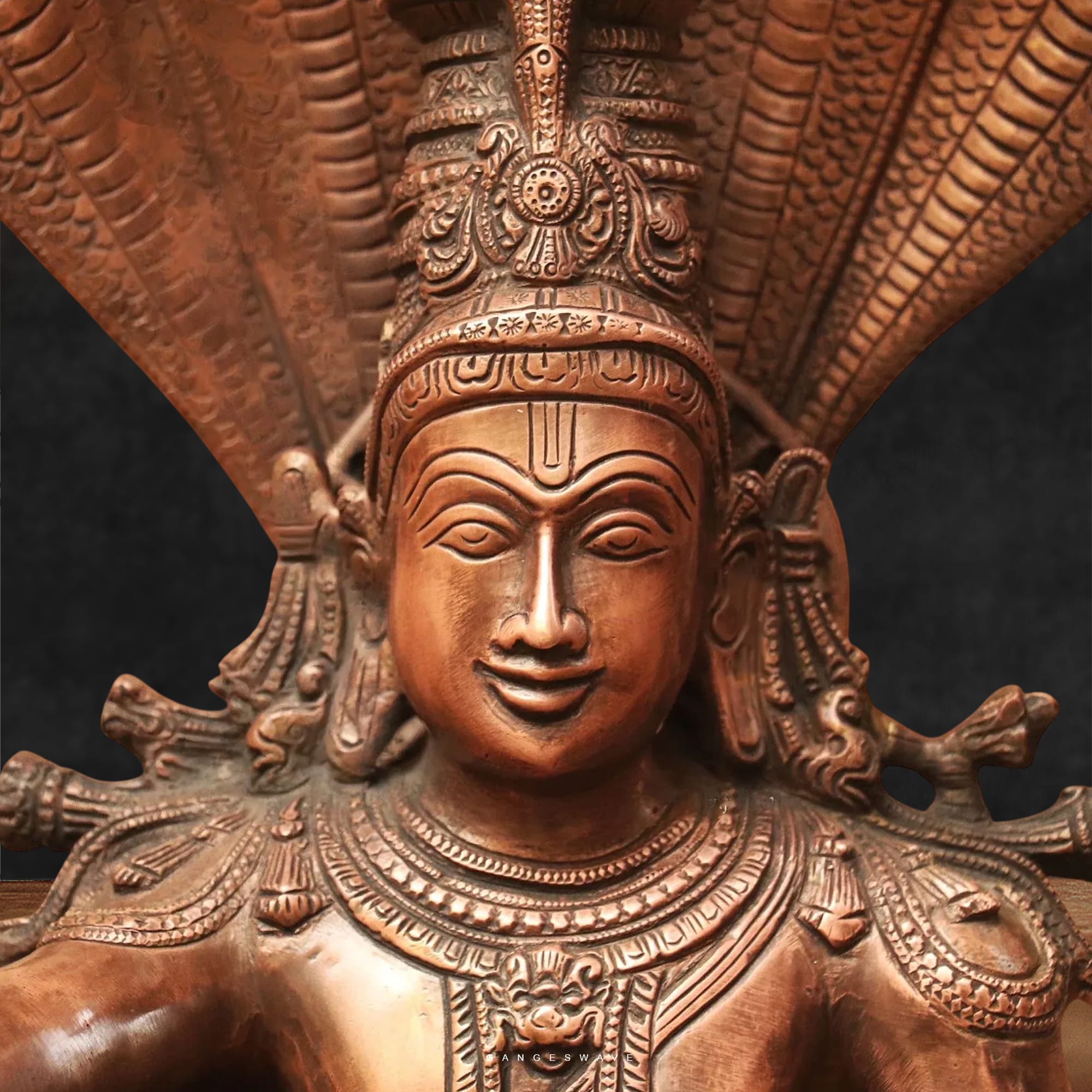 Vishnu Sitting on Sesh Naag Brass Statue - 28 inches - Gangeswave | Buy ...