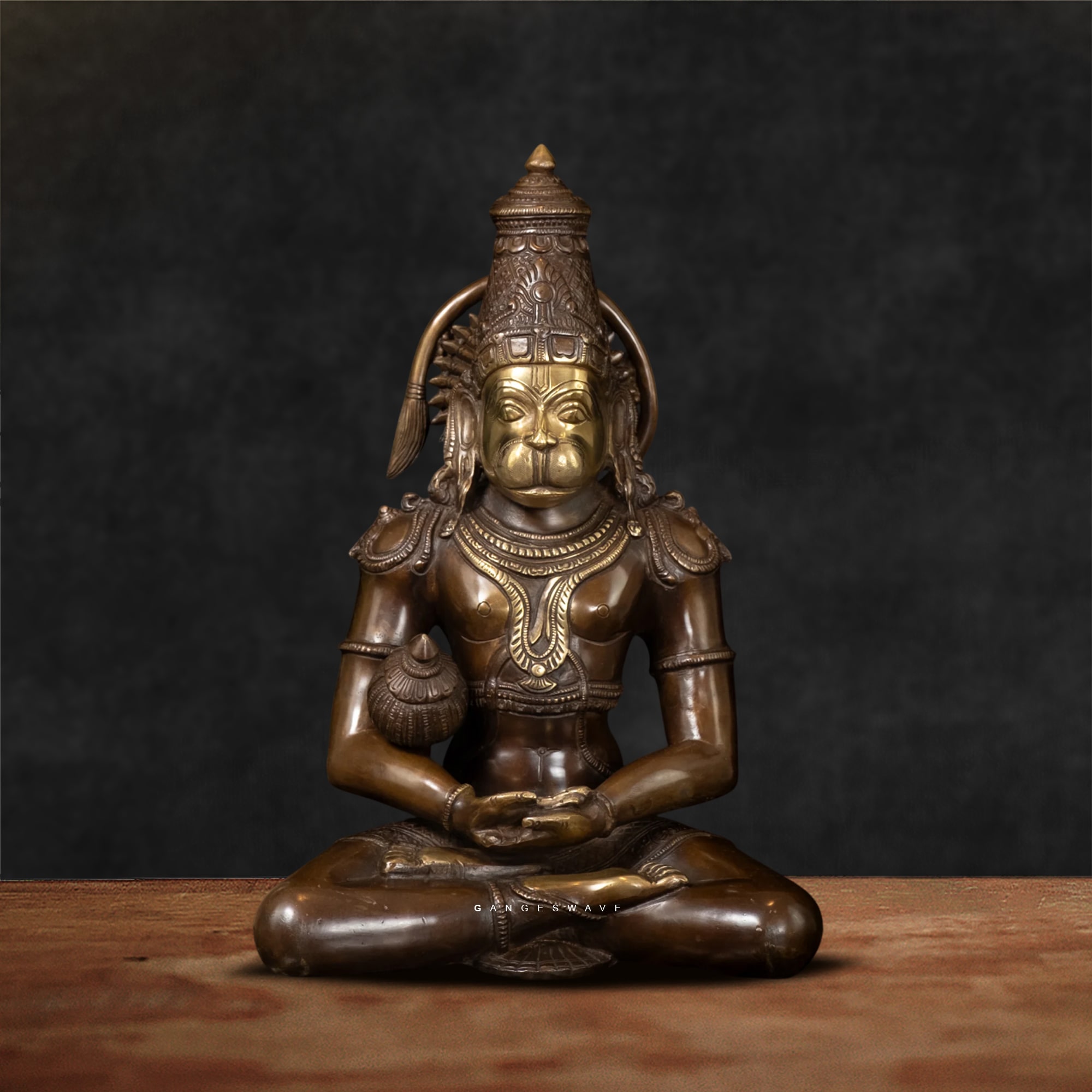 Hanuman Brass Statue in Dhyan Mudra - 13 inches - Buy exclusive brass ...