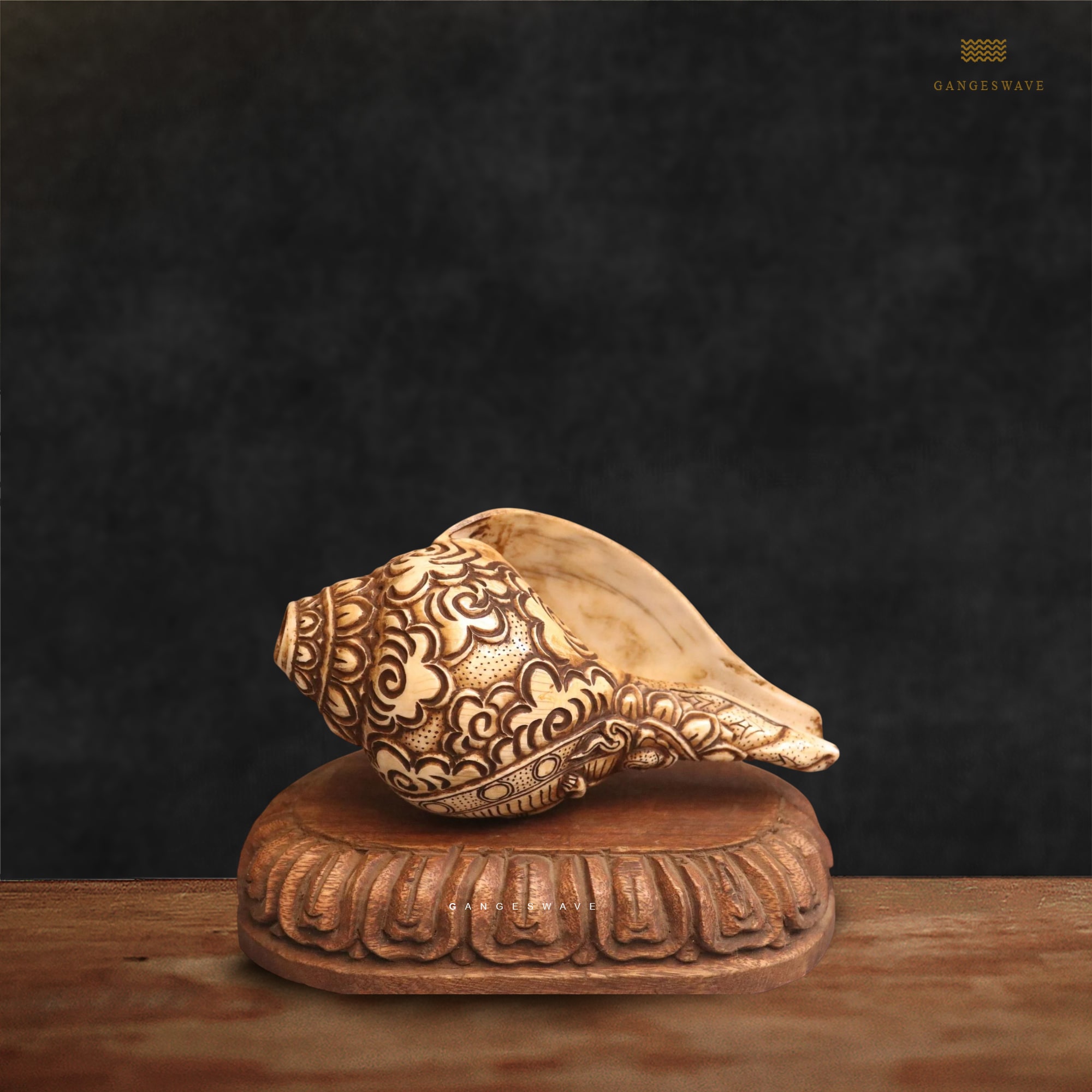 Tibetan Handcrafted Conch Shell with Bramha Carvings - Gangeswave | Buy ...