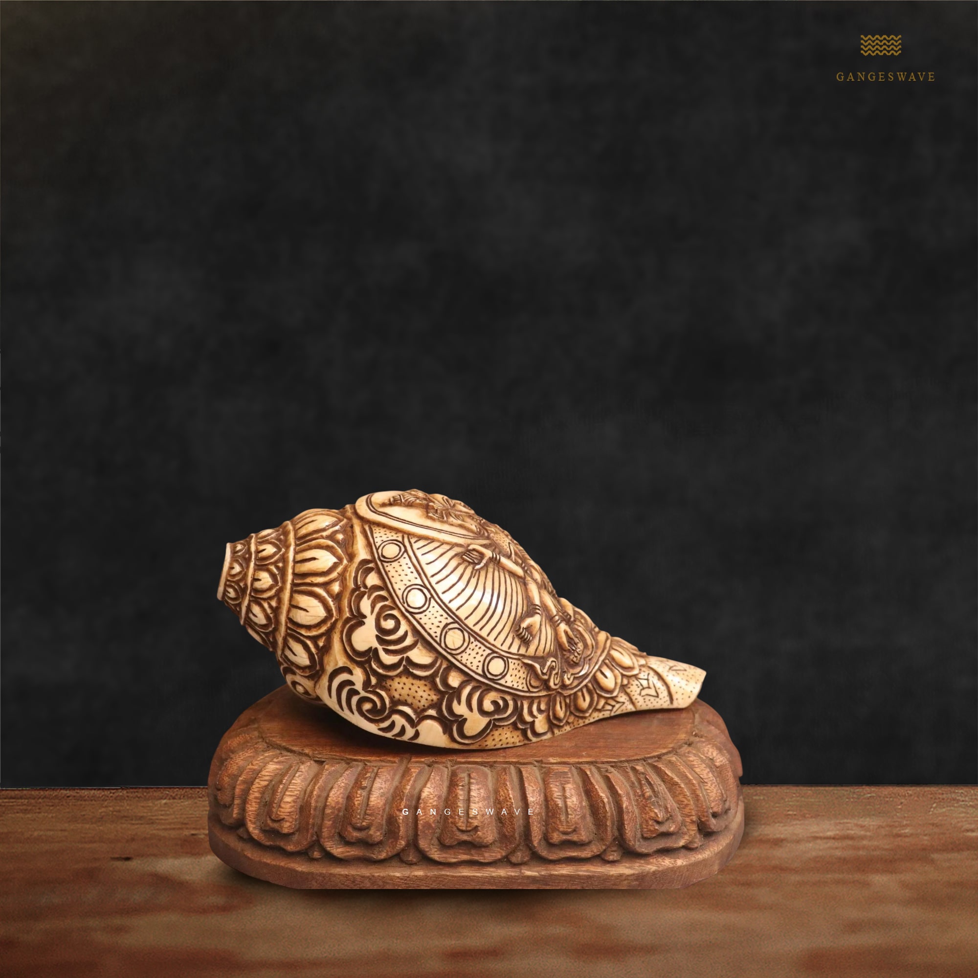 Tibetan Handcrafted Conch Shell with Shiva Carvings - Buy exclusive ...