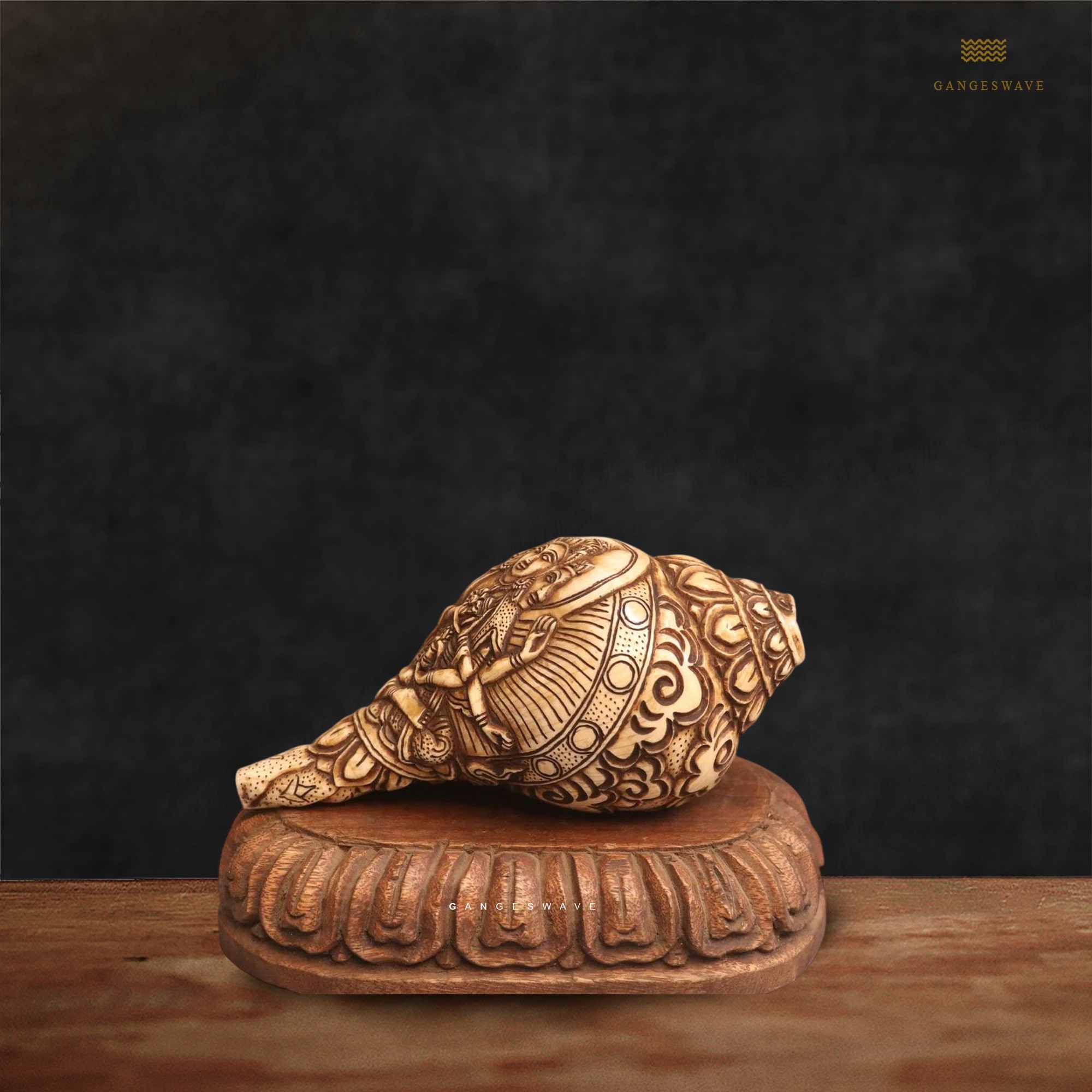 Tibetan Handcrafted Conch Shell with Bramha Carvings - Buy exclusive ...