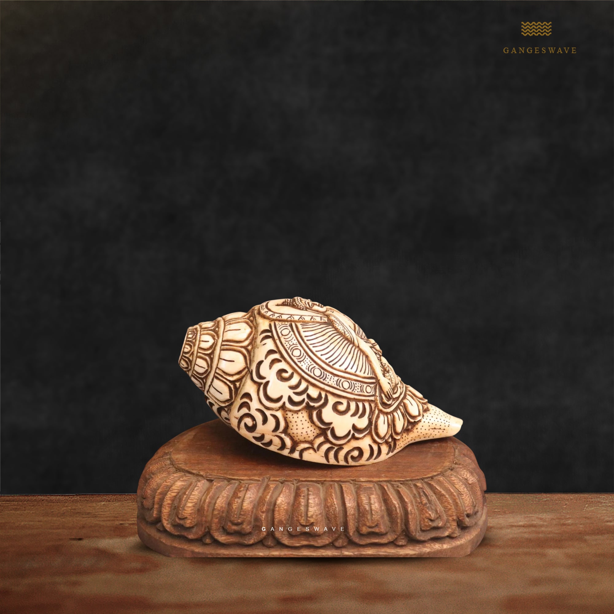 Tibetan Handcrafted Conch Shell with Buddha Carvings - Buy exclusive ...