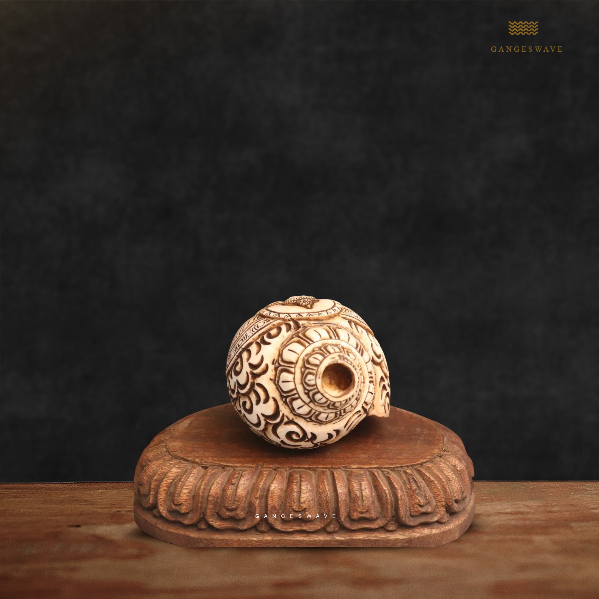Tibetan Handcrafted Conch Shell with Buddha Carvings - Buy exclusive ...