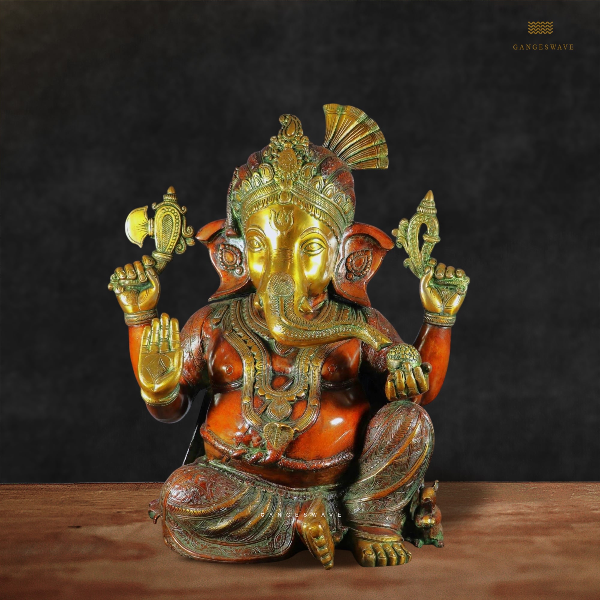 Superfine Colourful Ganesh Brass Statue - 21 inches - Buy exclusive ...