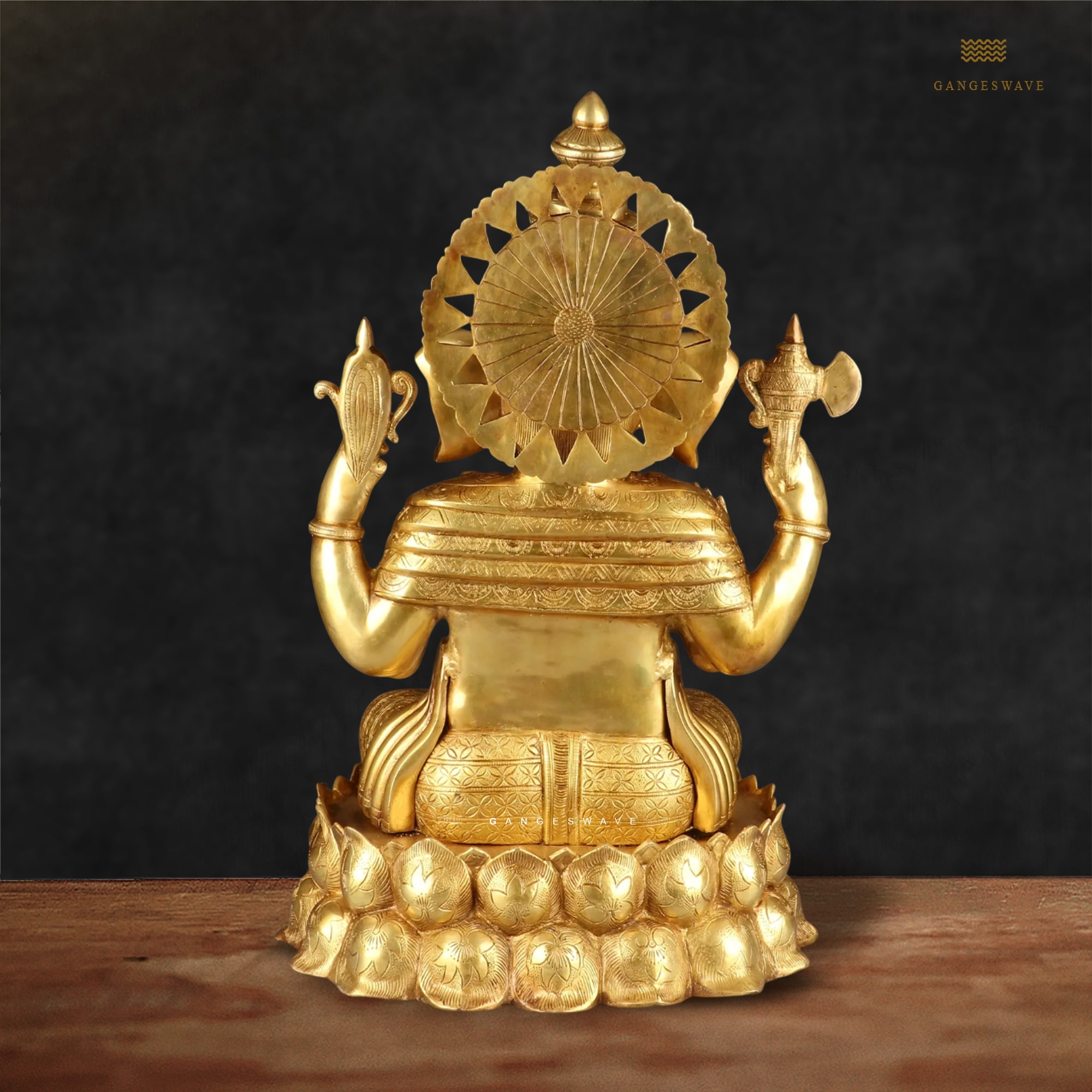 Ganesh Brass Murti Sitting on Lotus - 24 inches - Gangeswave | Buy ...