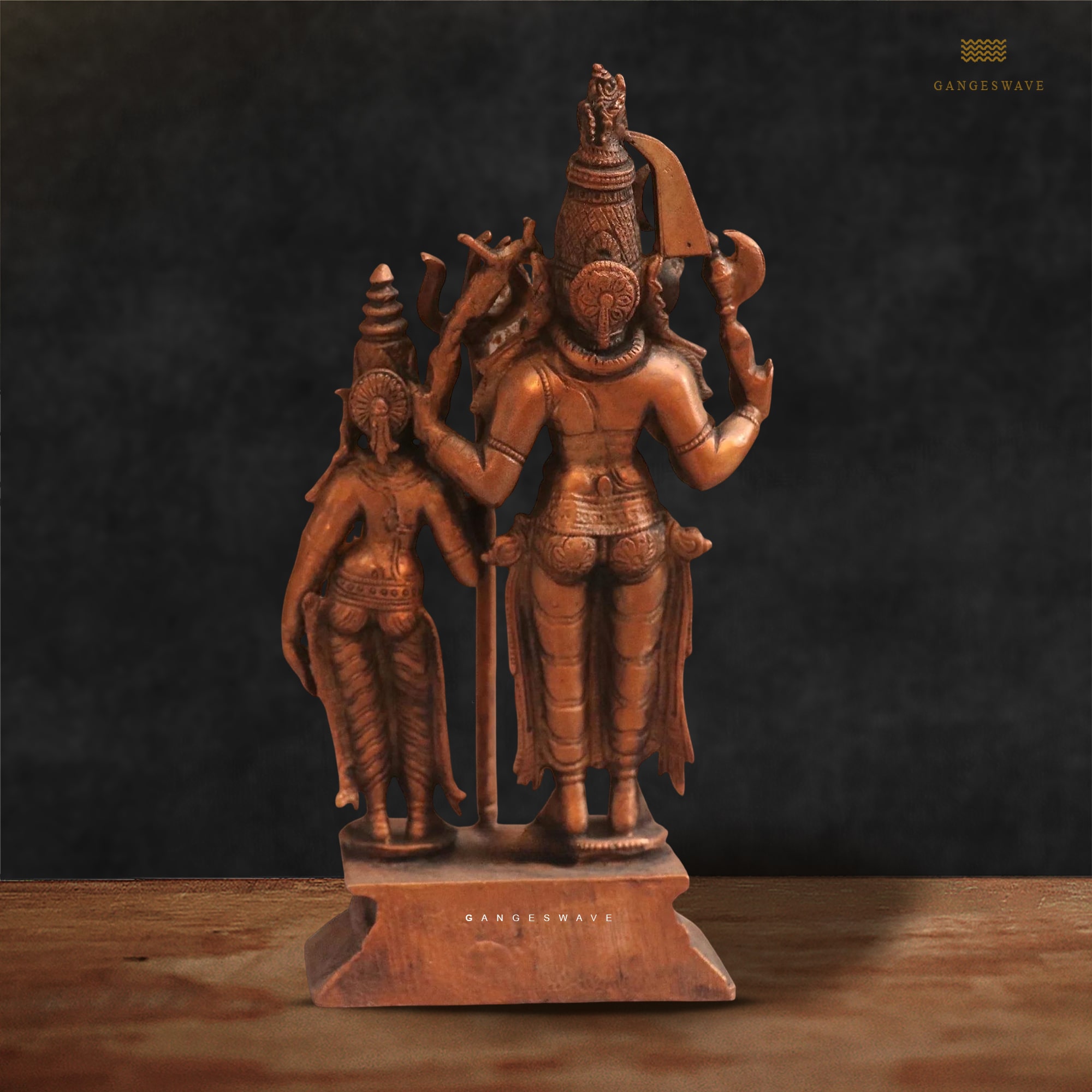 Shiv-Parvati Pure Copper Idol - 6.5 inches - Gangeswave | Buy exclusive ...