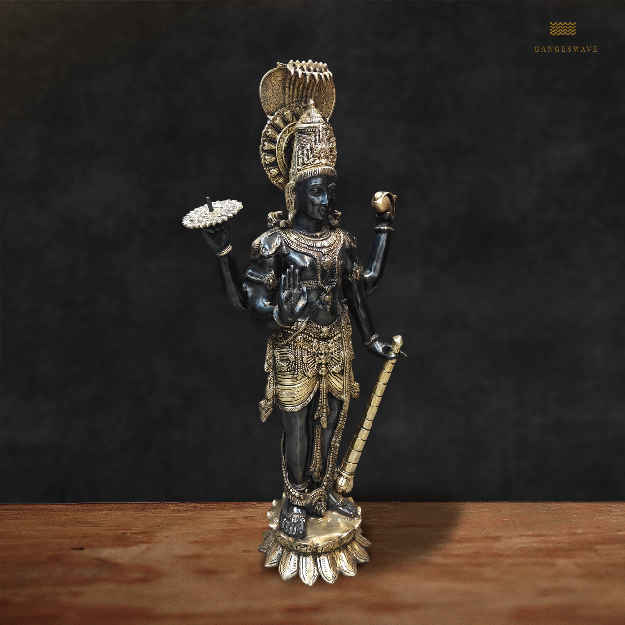 Vishnu Large Superfine Brass Statue - 41 inches - Gangeswave | Buy ...