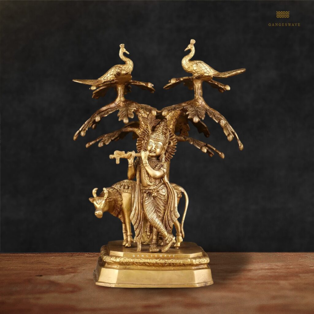 Krishna Statue Under the Tree - 13 inches - Gangeswave | Buy exclusive ...