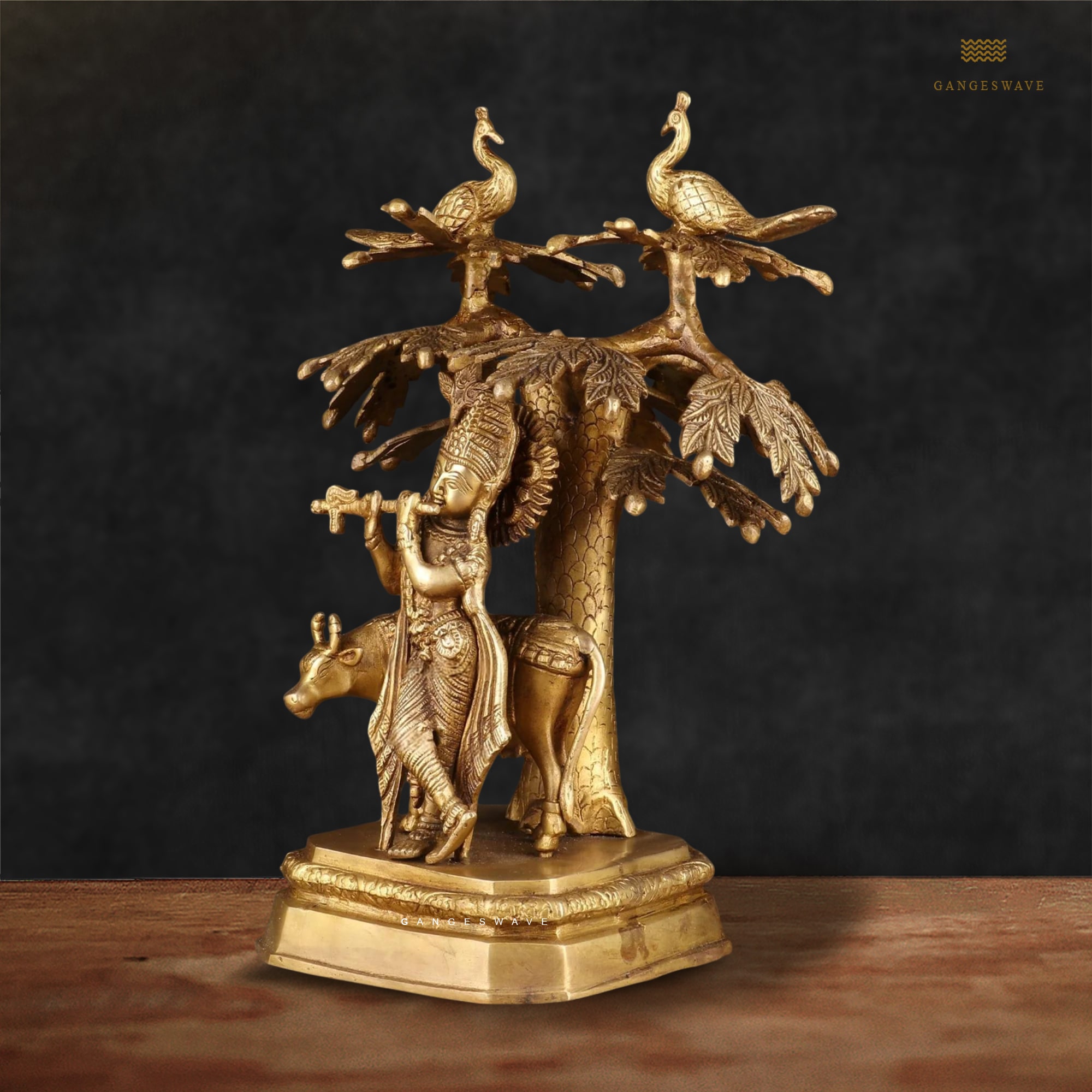 Krishna Statue Under the Tree - 13 inches - Buy exclusive brass statues ...