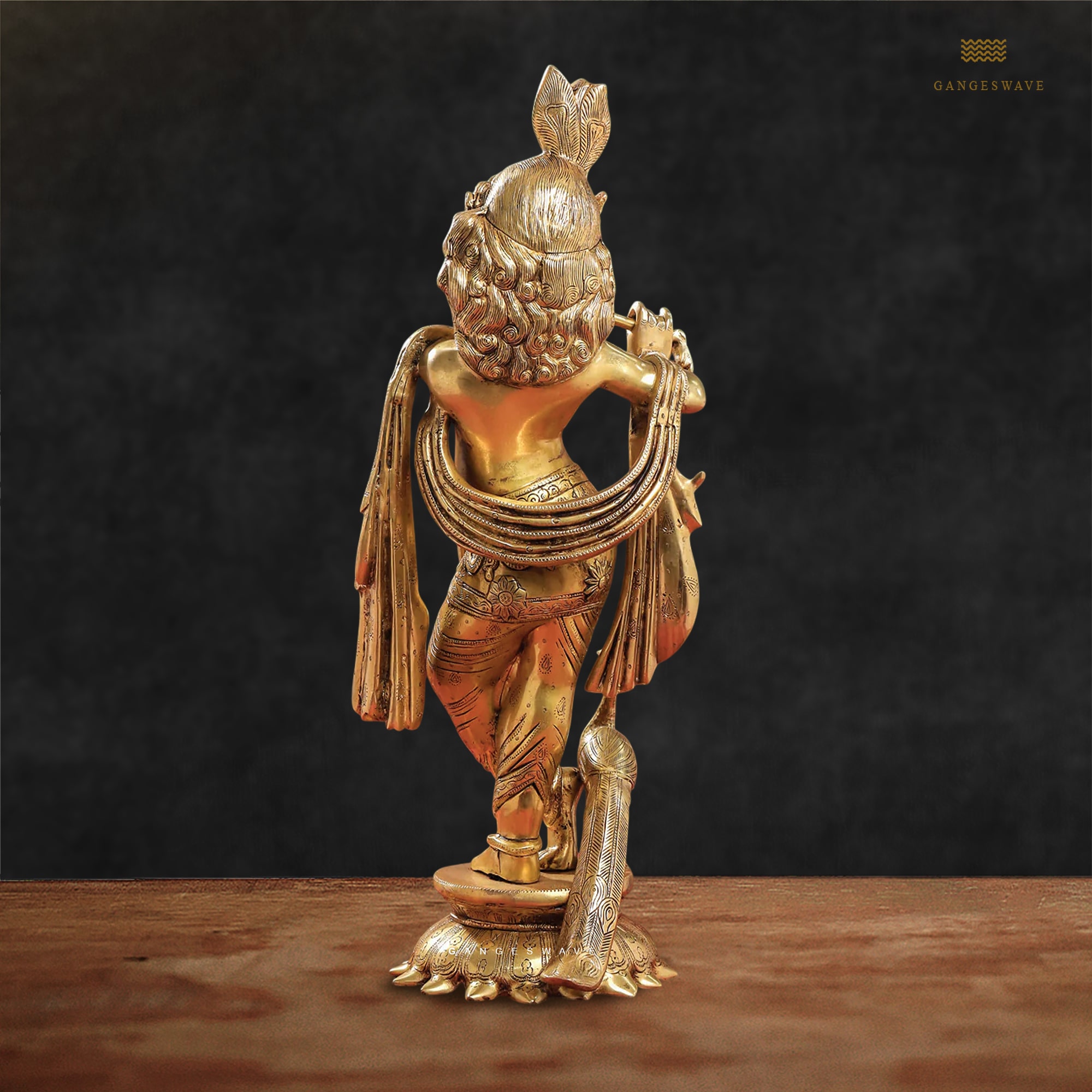 Krishna Brass Statue Playing Flute - 27 inches - Gangeswave | Buy ...
