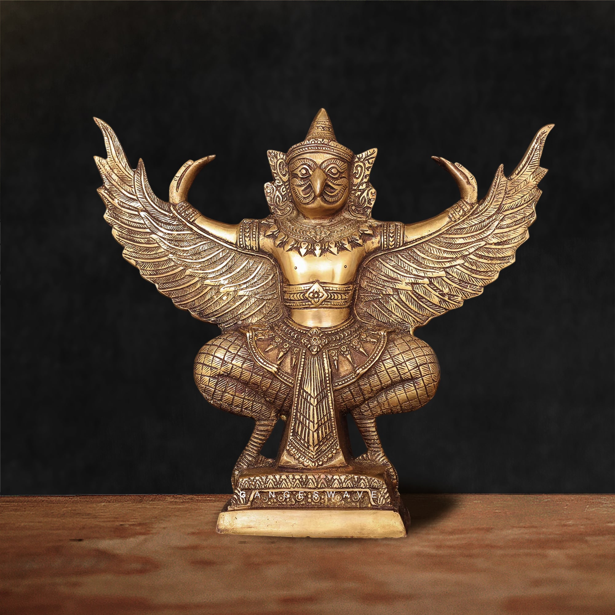 Handcrafted Brass Garuda Idol with Intricate Detailing - Gangeswave ...