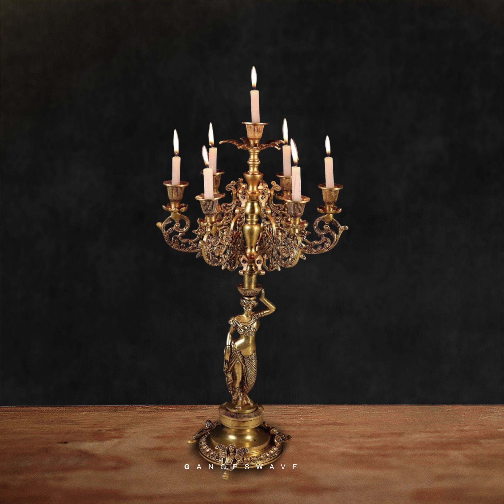 Luxury Victorian Brass Candelabra – Antique 9-Arm Candle Holder for ...